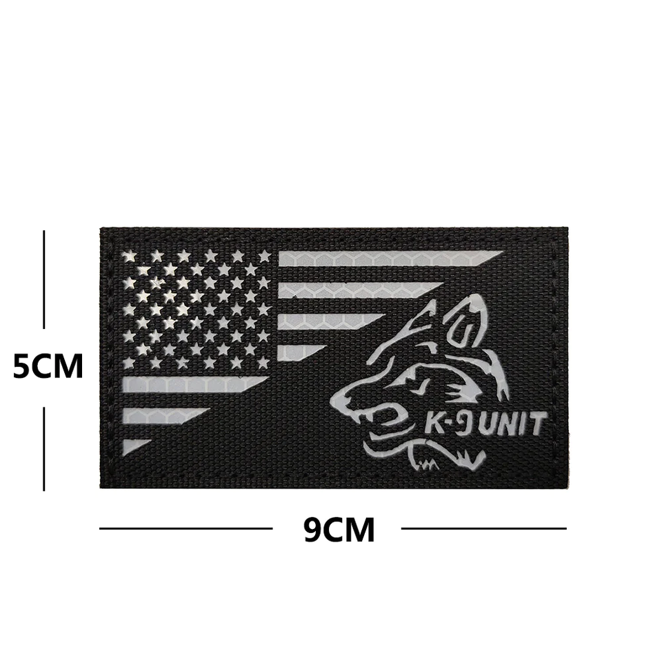 K9 Canine Handler K-9 USA FLAG IR Subdued Reflective Tactical Patch ...