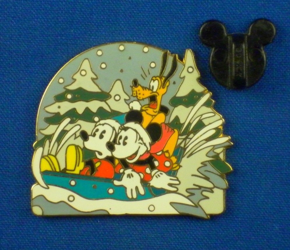 Mickey Mouse Pluto Minnie Mouse Seasons Winter Sledding Snow Pin ...
