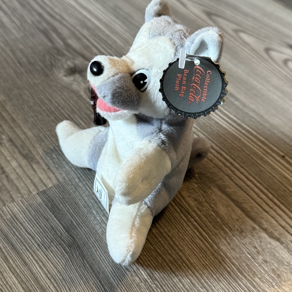 Vintage 6" Coke Coca-Cola Soda Drinking Bottle Husky Dog Doll Plush ...
