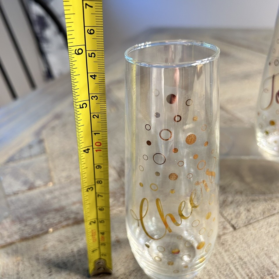 Laura Ashley Stemless Champagne Flute Set 2 Piece Cheers Toast Party 8 ...