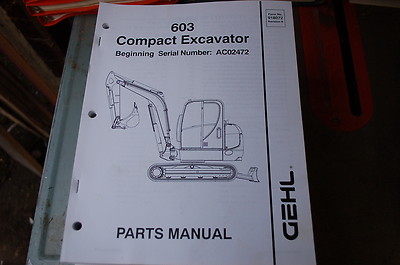 GEHL 603 Excavator Trackhoe Track Crawler Parts Manual book catalog ...