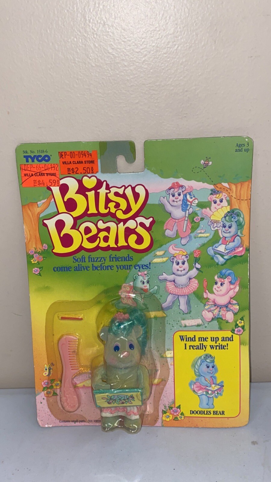 1991 Tyco Bitsy Bears - DOODLES BEAR Vintage Action Figure Sealed On ...