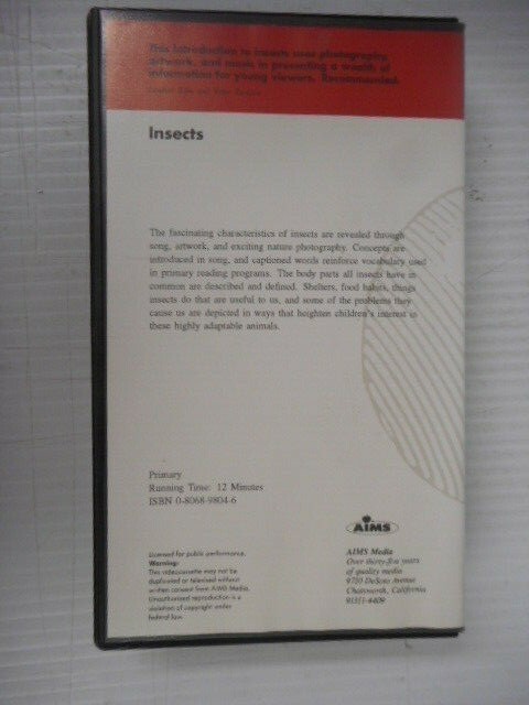 AIMS Media All About Animals Insects VHS Educational Video 12 Minutes W ...