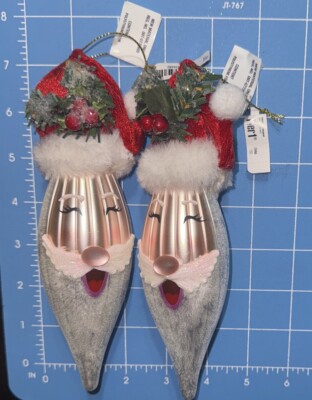 Pier 1 Santa Face With Hat Christmas Ornaments Blown Glass Tear Drop ...
