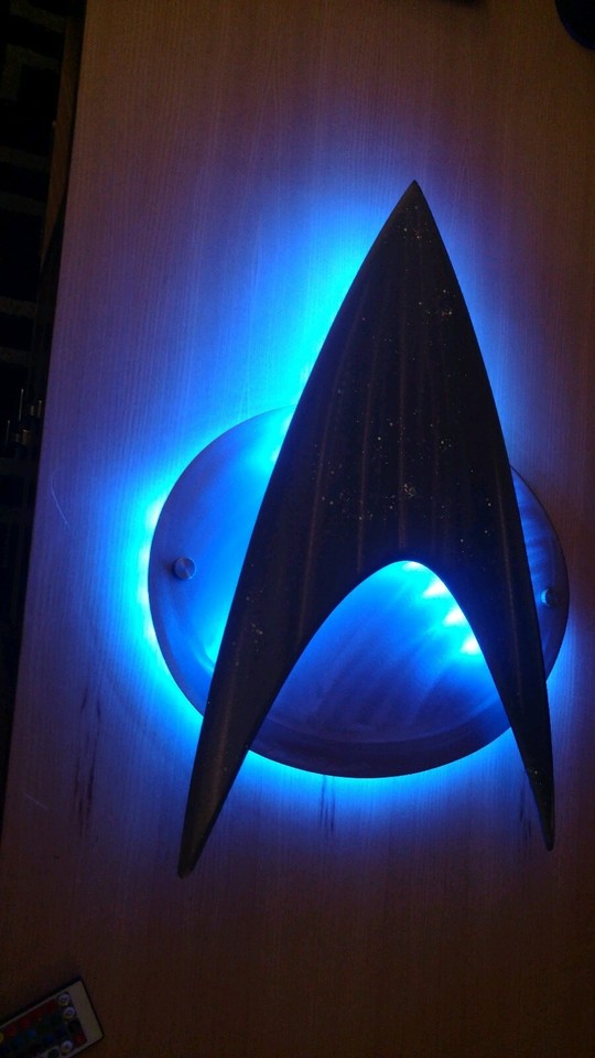 metal Wall art Star trek signs logo LED lit home decor plasma cut steel ...