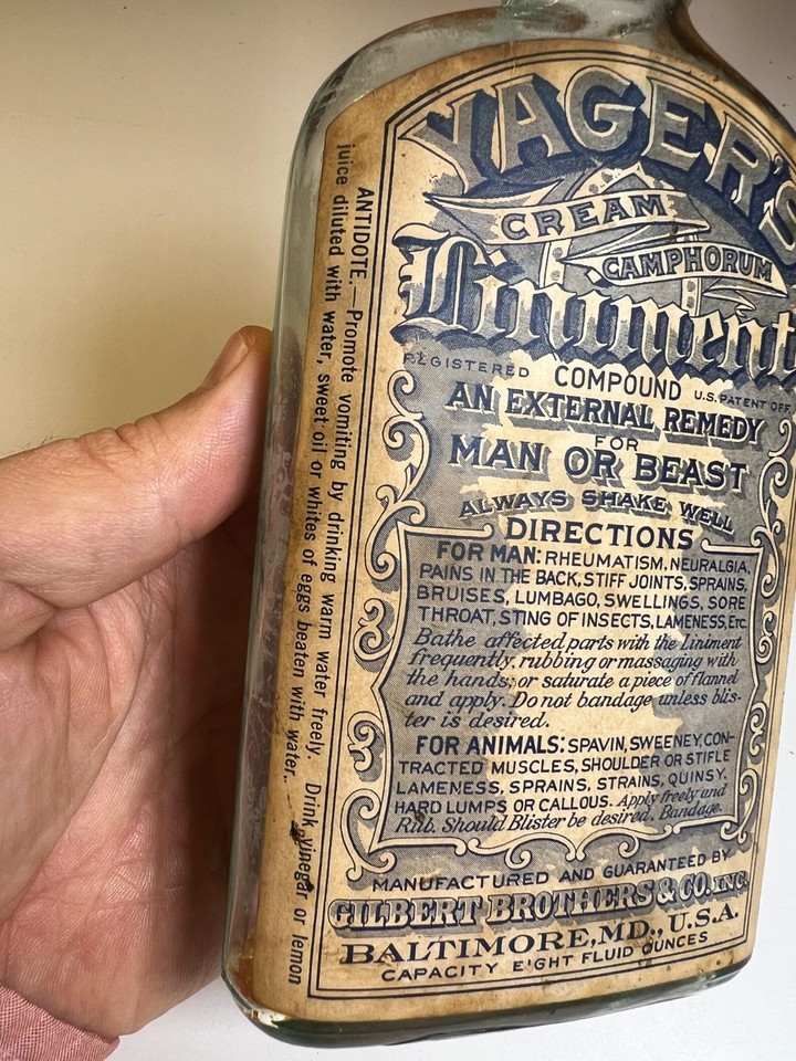 Antique Victorian Yager’s Bottle Label Gilbert Bros Baltimore Maryland ...