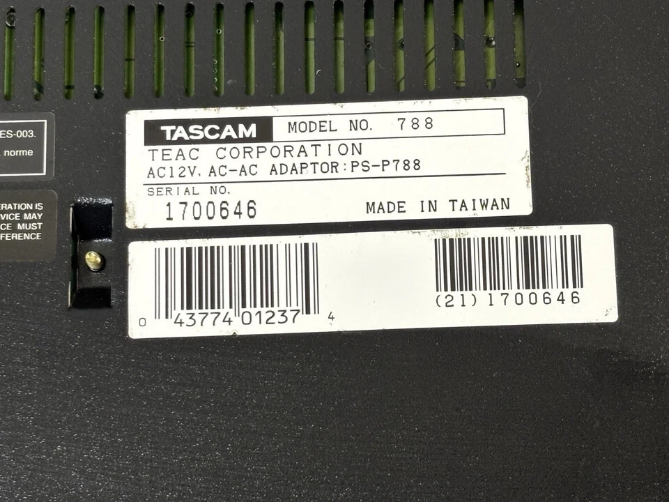 TASCAM 788 Pro Audio 8-Track Digital Recorder Portastudio w/ Power ...
