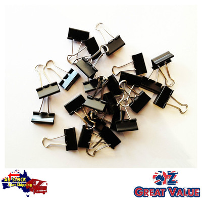 40pcs Black Bulldog Clips | Paper File Clips Stationery | 19mm S102B | eBay