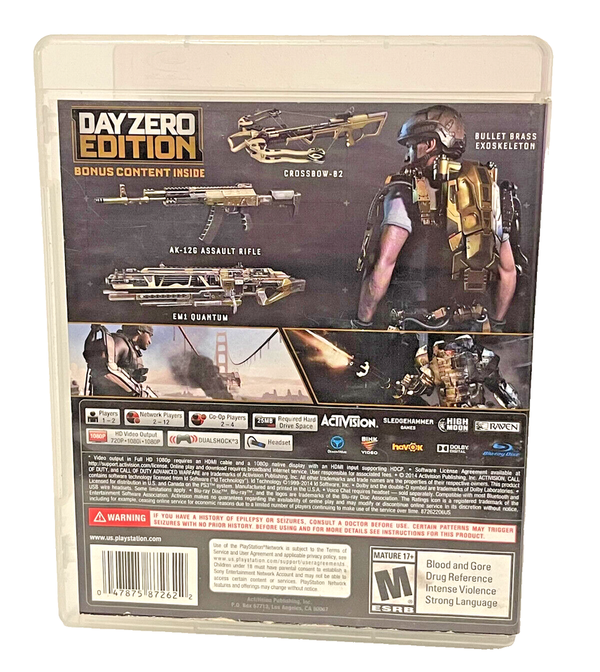 Call of Duty Advanced Warfare Day Zero Edition PS3 PlayStation Video ...