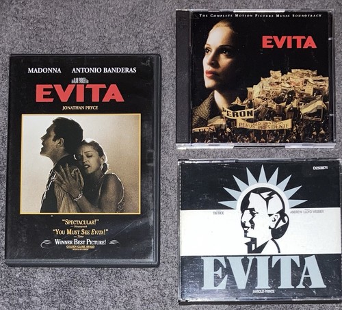 Evita DVD Movie/Soundtrack & Premiere American Recording CD Andrew ...