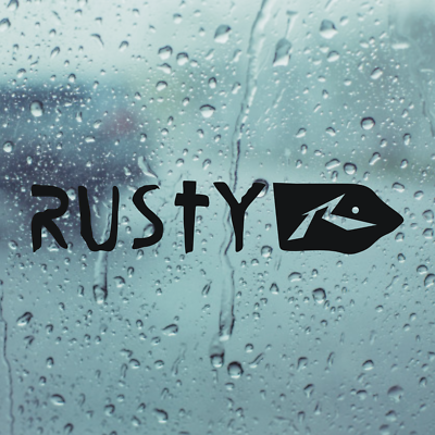 RUSTY Vinyl Decal/Sticker 8 in Long Surfing Die Cut Black More Colors ...
