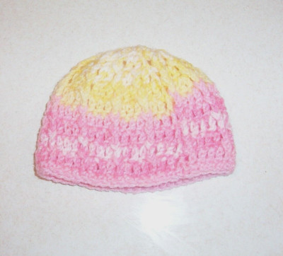 Crochet Yellow & Pink Multicolor Ribbed Stocking Cap 16"-18" Doll | eBay