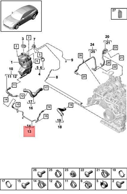 PORSCHE PANAMERA 971 ENGINE COOLANT OVERFLOW HOSE 9A712105000 ORIGINAL ...