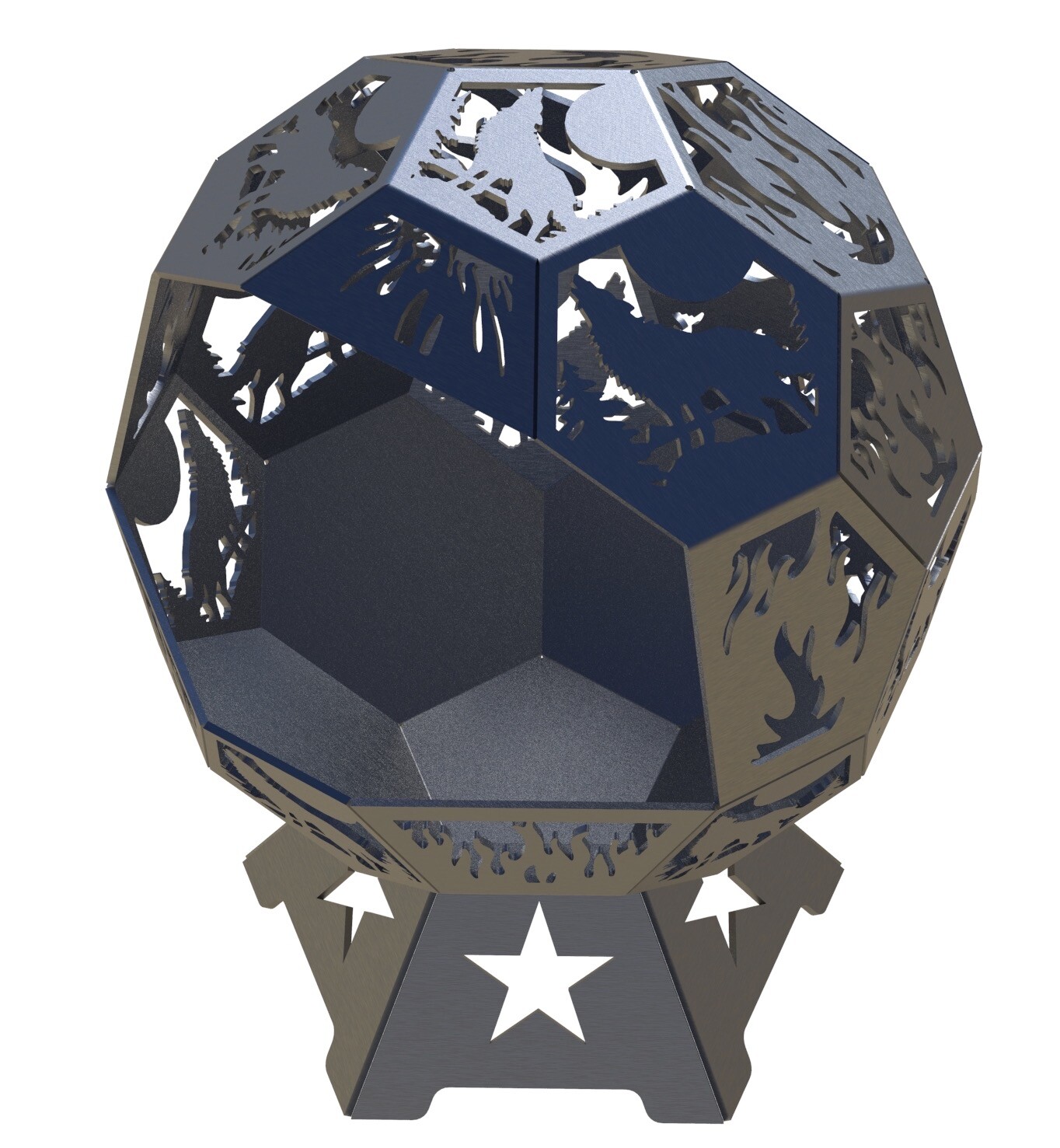 Wolf Fire Pit Plasma DXF Files Geodesic 24" Full Dome CNC Plasma Files ...
