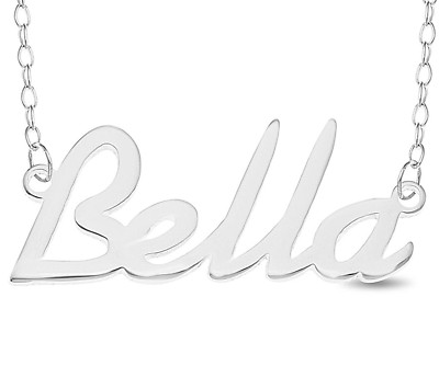 Bella Name Plate Necklace Pendent Sterling Silver female Personalized ...