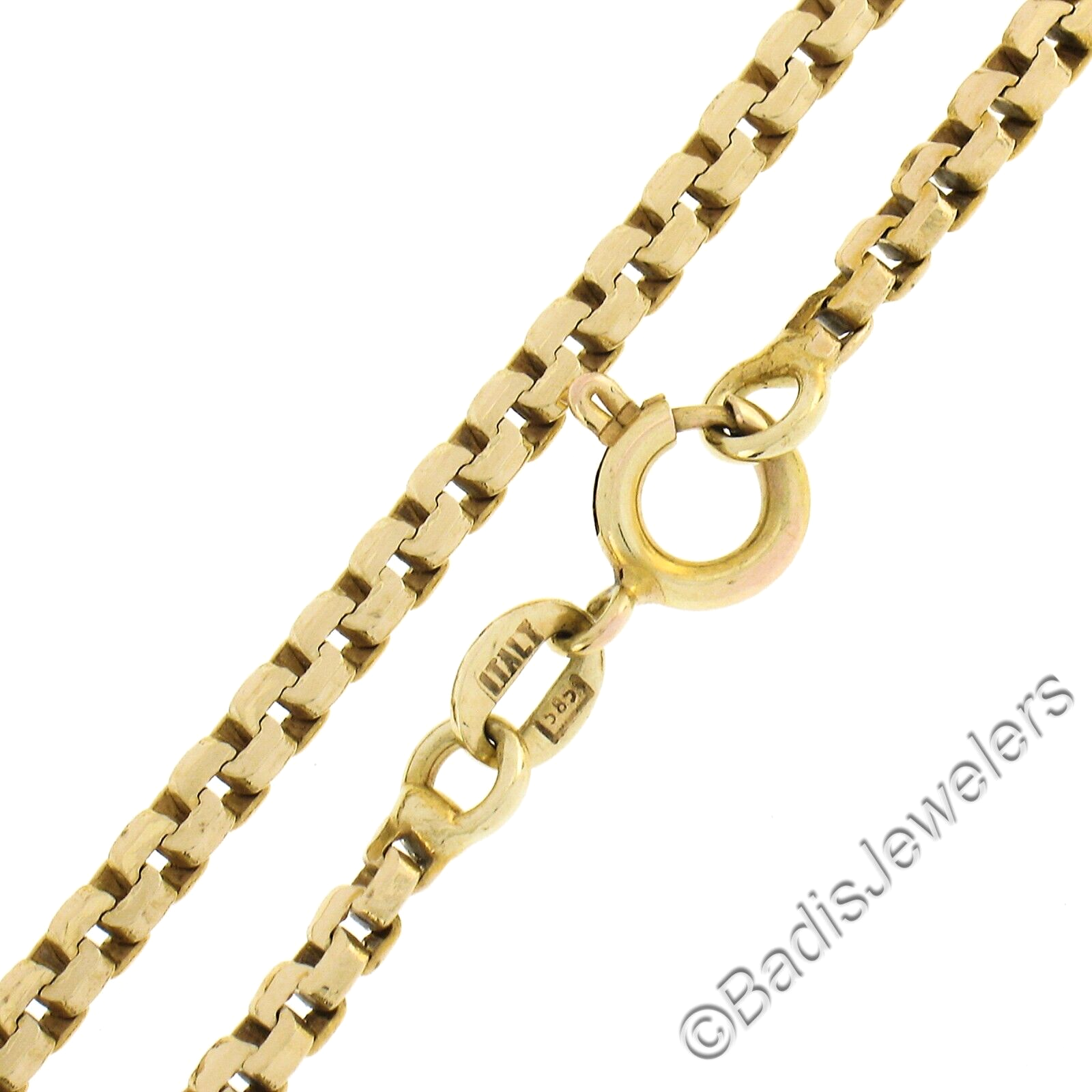 14K Yellow Gold 19.5" Long 2.4mm Unique Beveled Box or 3D S Link Chain ...