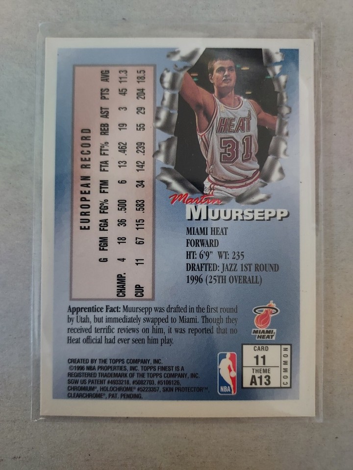 1996-97 Topps Finest Martin Muursepp Rookie #11 Miami Heat | eBay