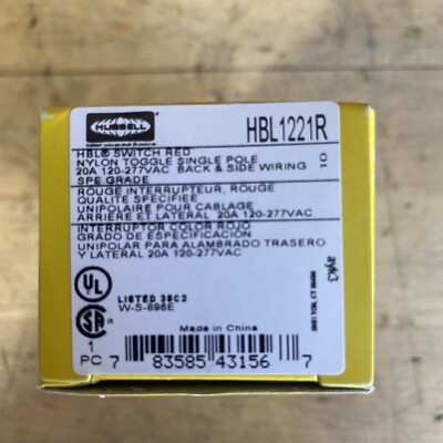 Hubbell HBL1221R Switch 1-Pole 20-Amp 120-277V Red | eBay