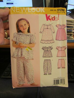6638 New Look SEWING Pattern UNCUT todler girls ½-4 pajamas nightgown ...