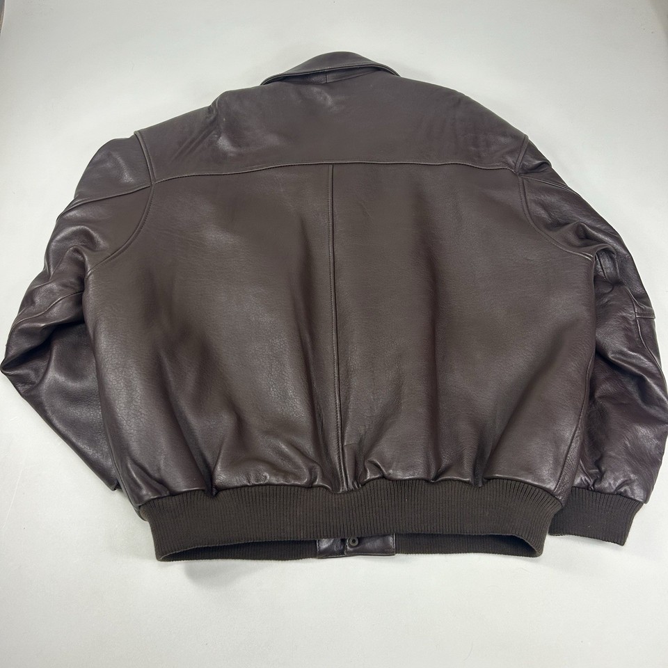 Orvis Genuine Lamb Leather Bomber Jacket Brown Mens Size XL Full Zip | eBay