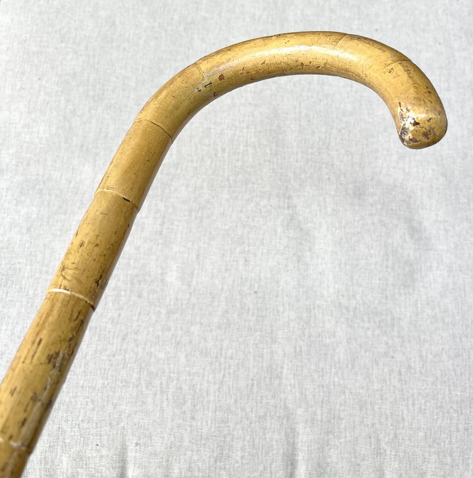 Vintage Antique Stepped Bamboo Wood Crook Handle Wal… - Gem