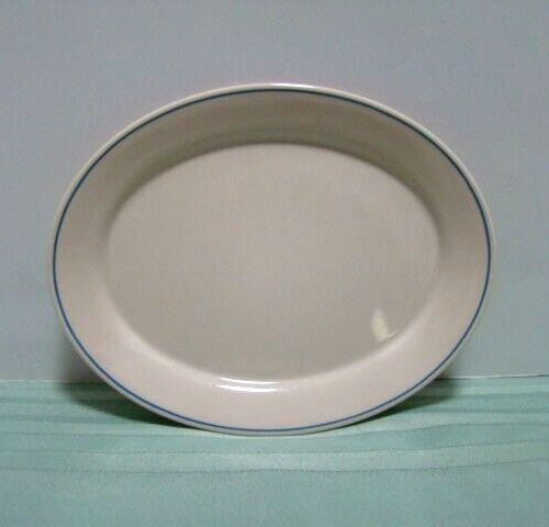 COMCOR Tableware by Corning Sandstone Oval Platter Blue Band COR180 | eBay