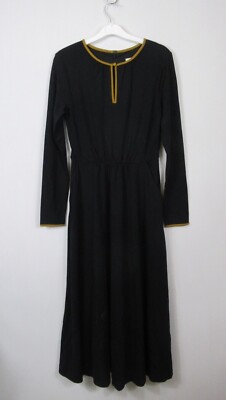 Boden Elsie Fit & Flare Midi Jersey Dress Mustard Trim Size 8 Long ...