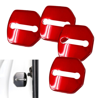 4X Polished Red Stainless Steel Door Latch Striker Cover Fits 13-19 ...