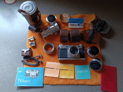 Vintage Nikon Nippon Camera Kit. Lenses. Meters. Etc. Untested. Sold as ...