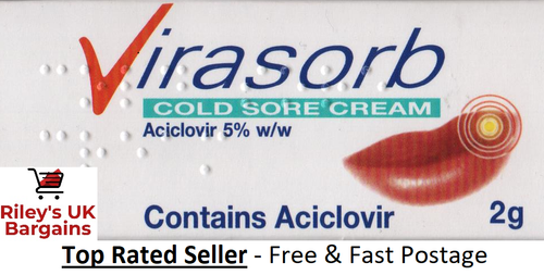 1x Virasorb Cold Sore Cream 2g 5% w/w Lip Treatment For Cracked Lips ...