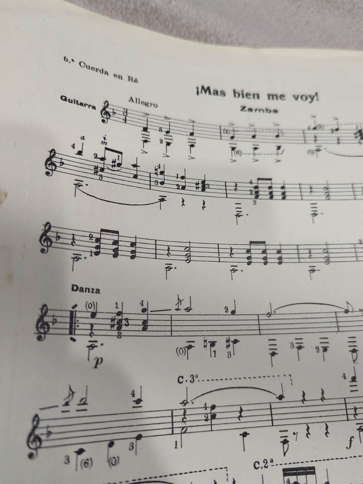 Adolfo Luna Mas Bien Me Voy (Zamba) For Classical Guitar Vintage Sheet ...