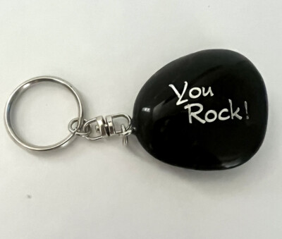 Polished Stone “You Rock!” Keychain Keyring | eBay