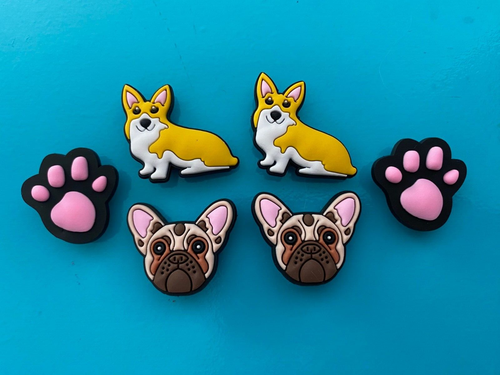 6 Shoe Charm Bull Dog Corgi Paws For Crocs Wristband Bracelet Pet ...