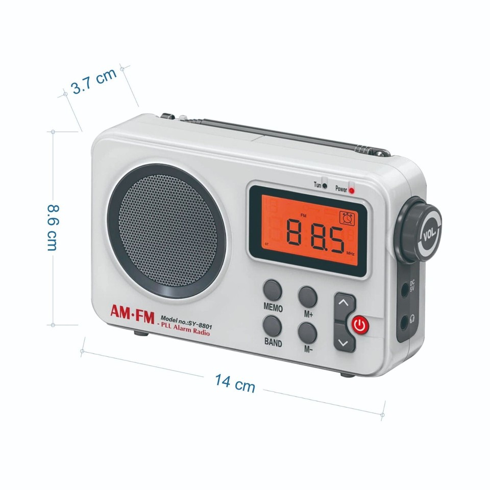 Rechargeable Portable FM/AM Radio Digital LCD Screen Clear Loud Speaker ...