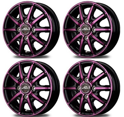 4x RX10-K 12x3.5 +42 4x100 PUBKPCPUC Purple Light Track Rims Kei Tora ...