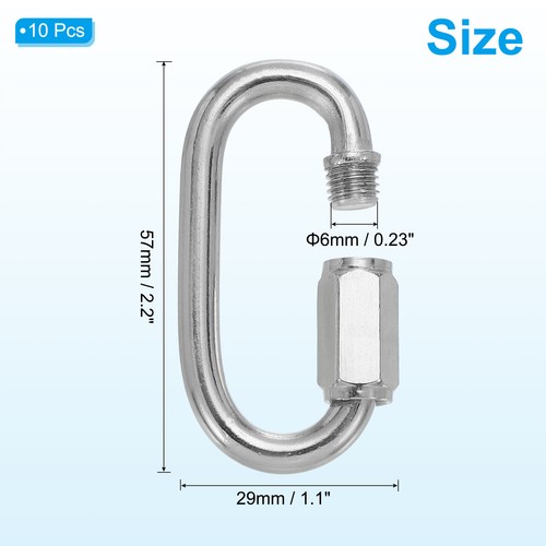 10 Pcs M6 1/4" 304 Stainless Steel Quick Link Chain Connector 873 LBS ...