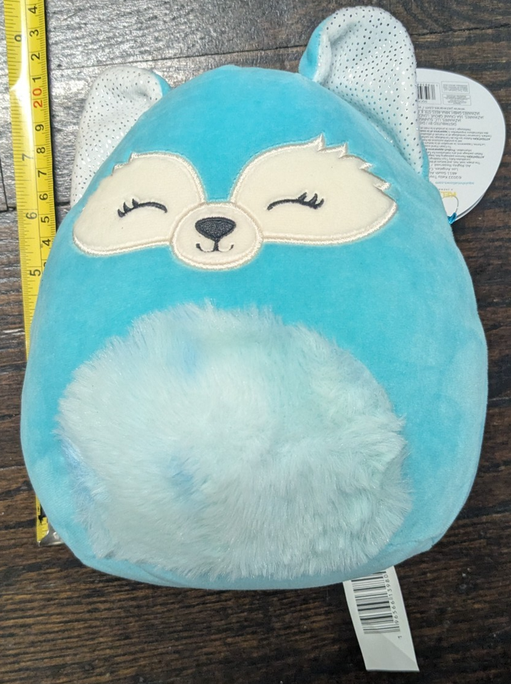 Kellytoy Squishmallow 7" Dabney the Fox NWT Blue Sparkly Silver Inner ...