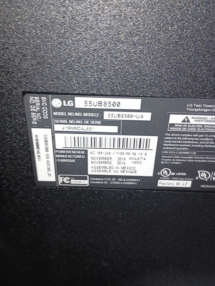 LG 55UB8500 55" 4K LED TV Active 3D USB HDMI ATSC Black 60Hz 2014 | eBay