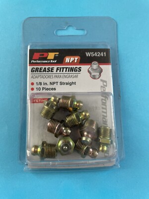 New Performance Tool Grease Fittings 1/8" NPT Straight 10-PACK W54241 ...