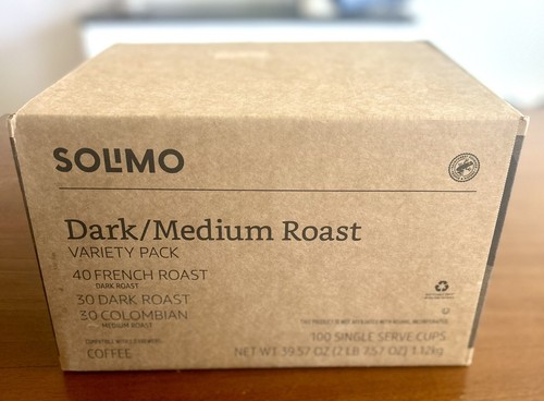 Solimo Colombian Dark &Medium Roast Variety Coffee Pods, 100 single ...