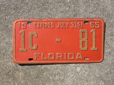 1965 Florida License Plate Dade County Chevrolet Chevy Dodge Ford 1 C ...