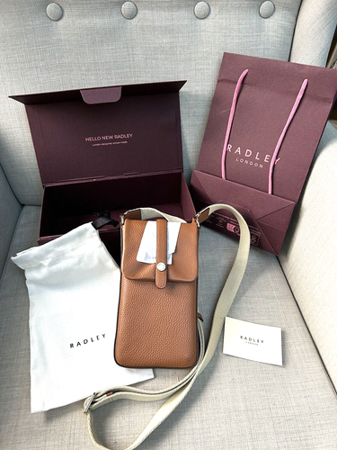 RADLEY LEATHER PHONE BAG/CASE, TAN, BOXED/DUST BAG/CARRIER BAG. NEW. | eBay