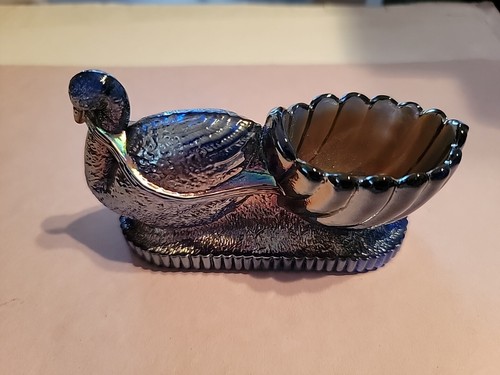 Vintage Cobalt Blue Carnival Glass Swan and Shell H & J 941 | eBay