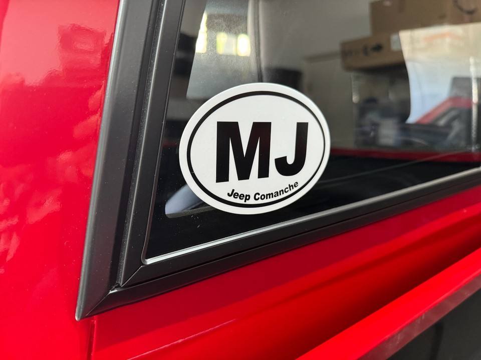 White Oval "MJ" Sticker Pair - Fits Jeep Comanche MJ (1986-1992) - Rear ...