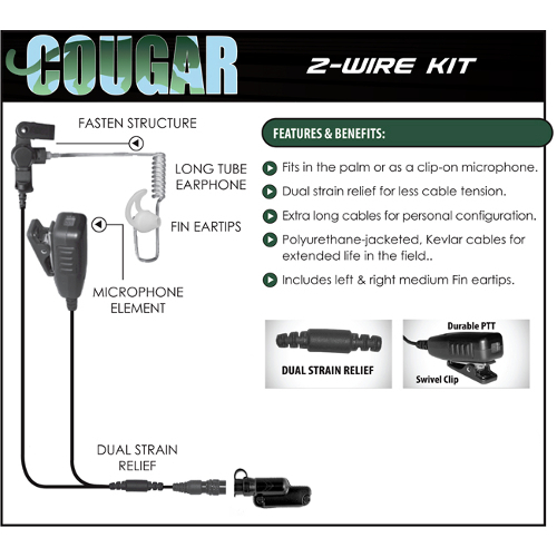 Earphone Connection COUGAR Quick Release Headset for Vertex VX-537 NYPD ...