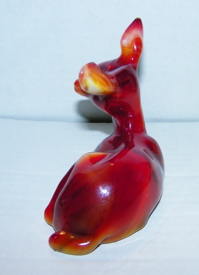 Fenton for Levay Laying Deer Fawn Ruby Red and White Milk Glass Marble ...