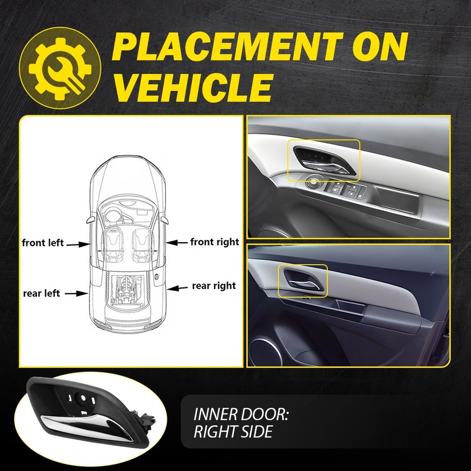 Interior Door Handle Passenger Side Fit 2011-2015 Chevrolet Cruze Black ...