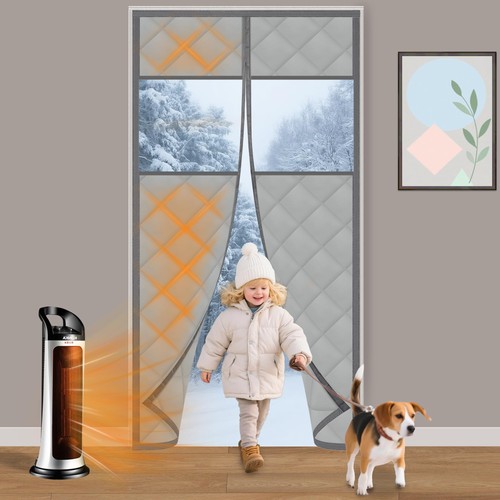 Thermal Insulated Magnetic Door Curtain, Quilted Draft Stopper for ...
