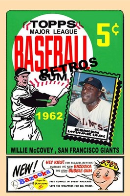 WILLIE MCCOVEY VINTAGE STYLE ADS 1962 TOPPS WRAPPER ART CARD ( READ ...