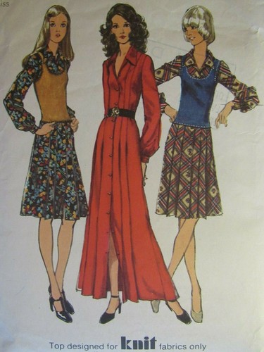 Sassy VTG 72 SIMPLICITY 5187 Misses Knit Dress in 2 lengths & Top ...
